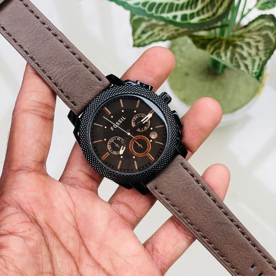 Fossil FS4656 Machine Mid-Size Chronograph Brown Leather belt